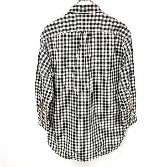 Simplicite シンプリシテェプリュス シャツ 7分袖 チェック チンストラップ 綿×麻(一部牛革) 38 ブラック 黒×白系×茶 メンズ(レディース？) : Undo Rowa ヤフー ...