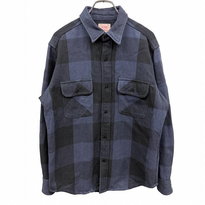 BIG MIKE（ビッグマイク） ネルシャツ ブロックチェック 長袖 両胸フラップポケット 綿100% コットン100% M ネイビー 紺×黒 メンズ : Undo Rowa ヤフー店 ...
