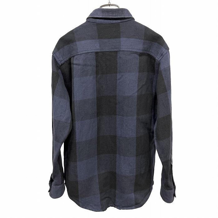 BIG MIKE（ビッグマイク） ネルシャツ ブロックチェック 長袖 両胸フラップポケット 綿100% コットン100% M ネイビー 紺×黒 メンズ : Undo Rowa ヤフー店 ...