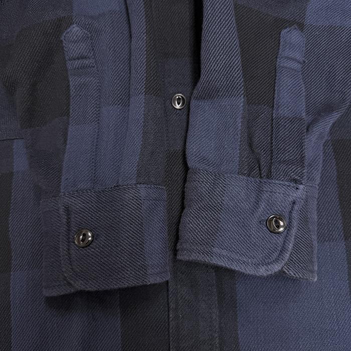 BIG MIKE（ビッグマイク） ネルシャツ ブロックチェック 長袖 両胸フラップポケット 綿100% コットン100% M ネイビー 紺×黒 メンズ : Undo Rowa ヤフー店 ...