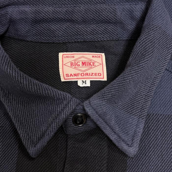 BIG MIKE（ビッグマイク） ネルシャツ ブロックチェック 長袖 両胸フラップポケット 綿100% コットン100% M ネイビー 紺×黒 メンズ : Undo Rowa ヤフー店 ...