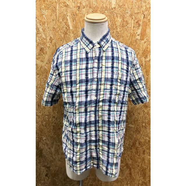 CONVERSE（コンバース） CONVERSE ALL STAR L メンズ クレープシャツ チェック柄 半袖 ボタンダウン ラウンドテール 綿100% 紺×黄×赤系×緑×白 : Undo ...