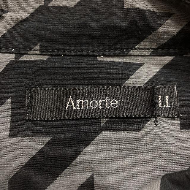 Amorte アモルテ LL メンズ シャツ 大柄千鳥格子 ハウンドトゥースチェック 胸ポケット 半袖 レギュラーカラー 綿100% ブラック×グレー : Undo Rowa ヤフー店 ...