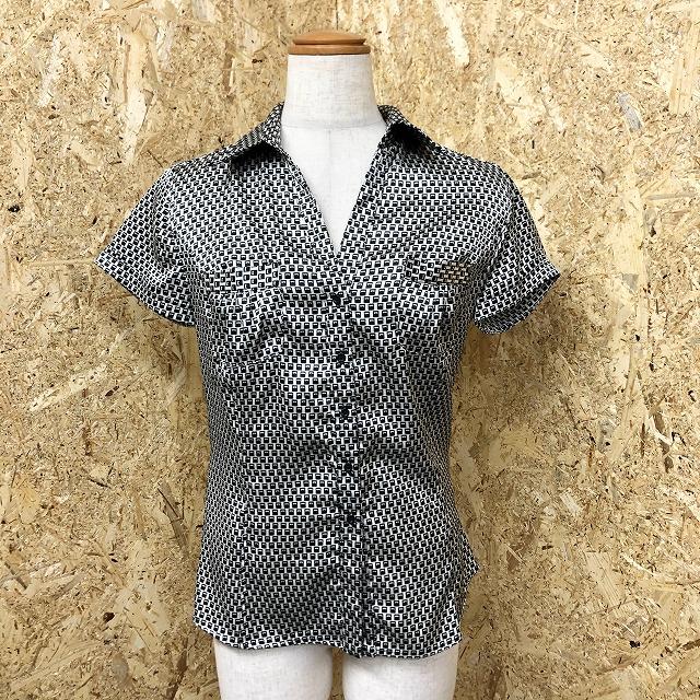 ZARA BASIC ザラ L レディース 総柄シャツ オープンカラー 半袖 両胸ポケット ポリエステル×ポリウレタン ホワイトシルバー×ブラック : Undo Rowa ヤフー店 - 通販 ...