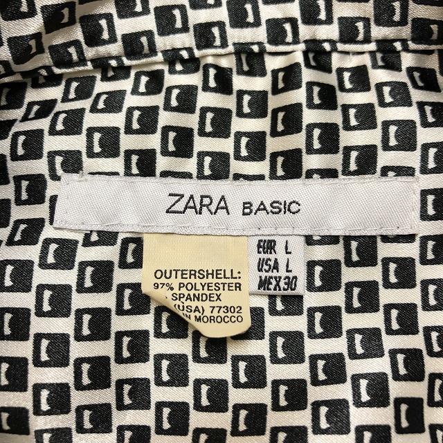 ZARA BASIC ザラ L レディース 総柄シャツ オープンカラー 半袖 両胸ポケット ポリエステル×ポリウレタン ホワイトシルバー×ブラック : Undo Rowa ヤフー店 - 通販 ...