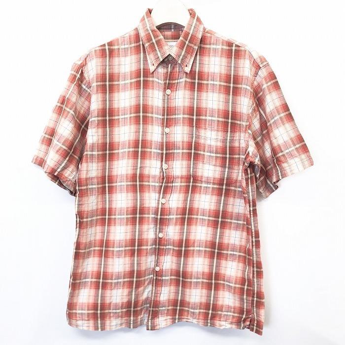 CONVERSE コンバース converse 若干薄手 シャツ チェック ボタンダウン 半袖 胸ポケット付き 綿100% M レッド×ベージュ×ホワイト メンズ 男性 : Undo Rowa ...