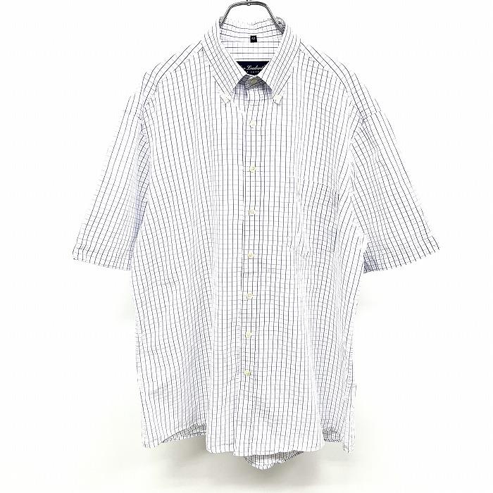 Gino Lombardi シャツ 半袖 チェック ボタンダウン 胸ポケット 大きいサイズ 大きめ ショートスリーブ 42 ブルー 青×白 メンズ : Undo Rowa ヤフー店 - 通販 ...