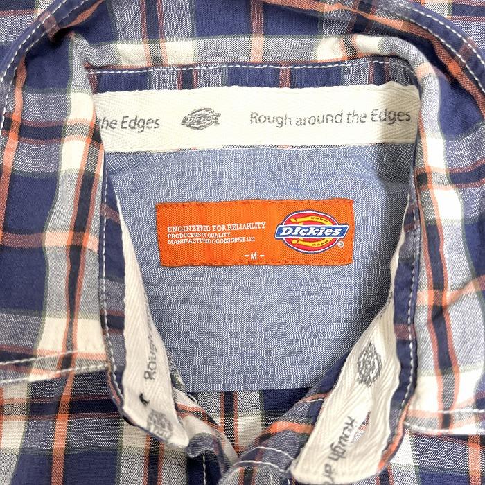 Dickies ディッキーズ シャツ チェック 胸ポケット 5分袖 裾にロゴパッチ 綿100% M ネイビー 紺×オレンジ×白系×緑 メンズ : Undo Rowa ヤフー店 - 通販 ...