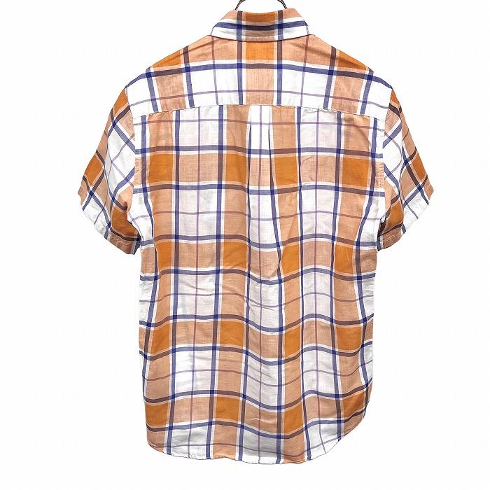 ナノベース 【新品】nano BASE シャツ チェック 半袖 胸ポケット 綿×麻(コットン×フレンチリネン) S オレンジ 青×紫×白 メンズ :SS02942:Undo Rowa ヤフー店 ...