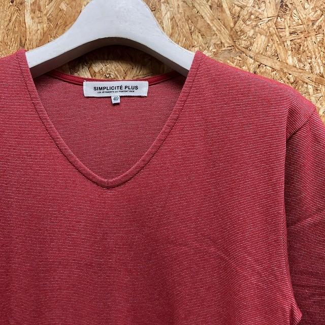 シンプリシテプリュス SIMPLICITE PLUS Tシャツ 半袖 Vネック ボックスカット 綿×ポリエステル 40 レッド×ホワイト 赤×白 メンズ :TS00043:Undo Rowa ...