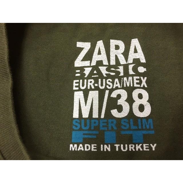 ZARA BASIC ザラ ベーシック Mサイズ レディース Tシャツ SUPER SLIM FIT ストレッチ 無地 丸首 半袖 綿×ポリウレタン グリーン・カーキ系 :TS02857 ...