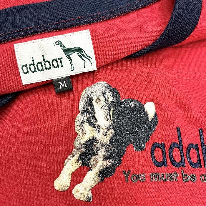 adabat アダバット Tシャツ 犬の刺繍 アニマル 動物 英字 ロゴ Vネック 半袖 胸ポケット 日本製 綿100% M レッド×ネイビー 赤 メンズ 男性 : Undo Rowa ヤフー ...