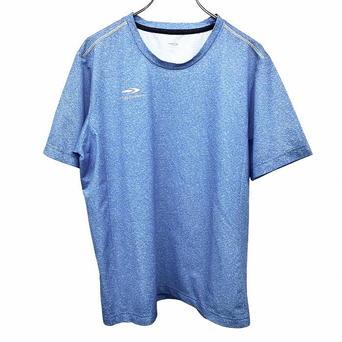 TIGORA ティゴラ Tシャツ スポーツシャツ ロゴプリント 丸首 クルーネック 半袖 ショートスリーブ ポリ100% M ヘザーブルー 青×白 メンズ : Undo Rowa ヤフー店 ...