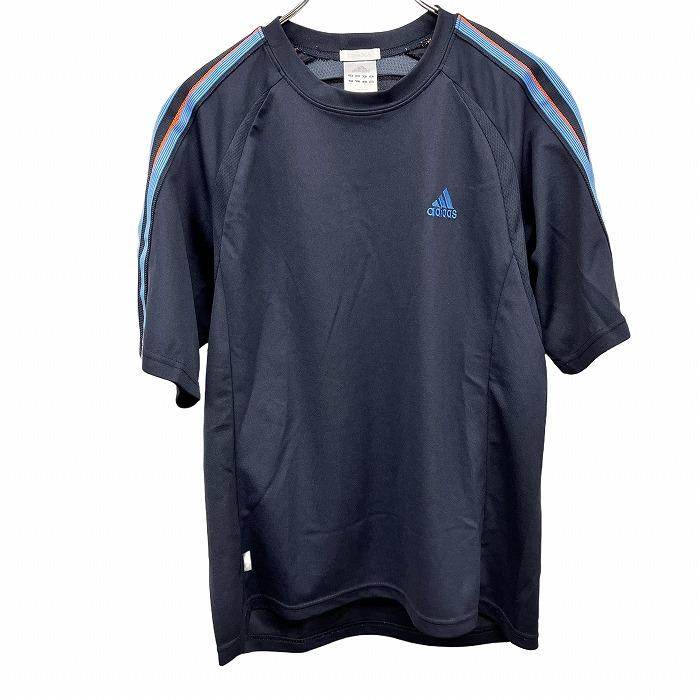 adidas アディダス Tシャツ 袖に3ライン ロゴ刺繍 ラグラン 半袖 スポーツ CLIMACOOL ポリ100% M ネイビー 紺×オレンジ メンズ : Undo Rowa ヤフー店 ...