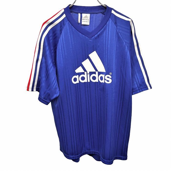adidas アディダス ゲームシャツ Tシャツ ロゴプリント ストライプ Vネック ラグラン 半袖 ポリ100% S ブルー 青×赤×白 メンズ : Undo Rowa ヤフー店 - 通販 ...