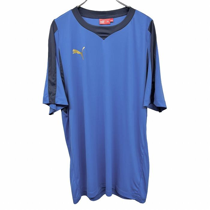 PUMA プーマ 薄手 Tシャツ ロゴプリント 半袖 スポーツ プルオーバー カットソー ポリ100% 3L XXL XO ブルー 青×紺×ゴールド メンズ : Undo Rowa ヤフー店 ...