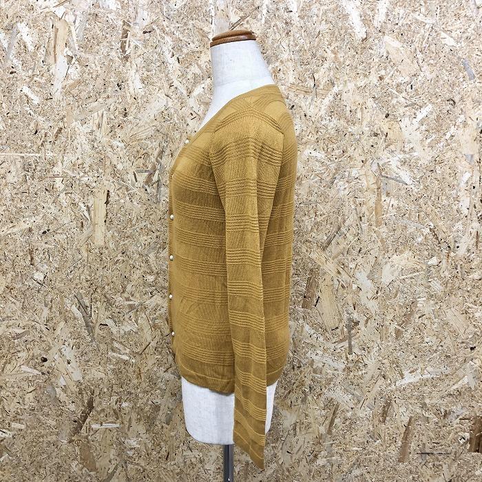 ロペピクニック ROPE' PICNIC 薄手 ニット カーディガン Uネック リブボーダー 長袖 38 マスタードイエロー・ブラウン系 レディース : wl01984 : Undo Rowa ...