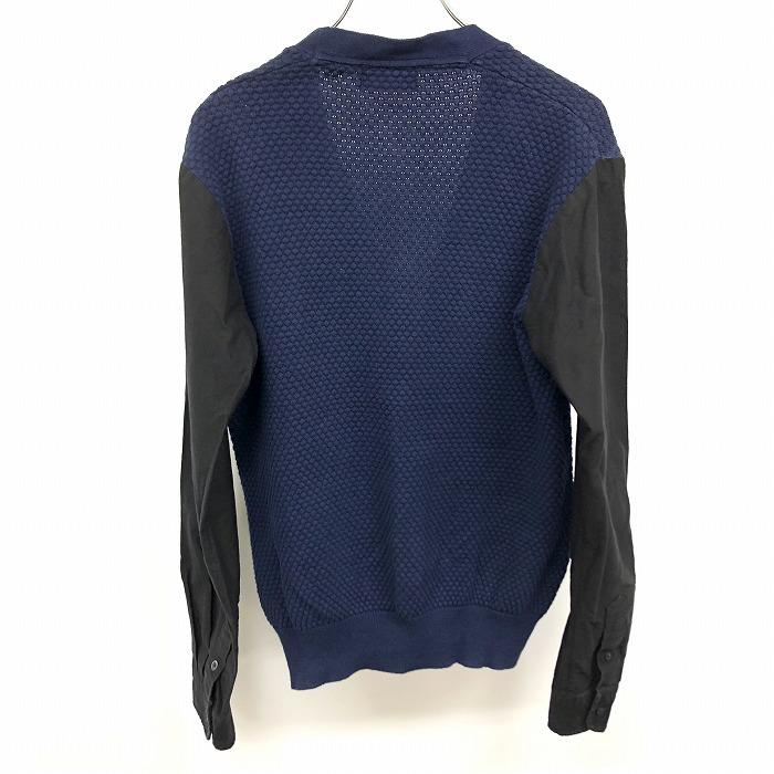 HARE ハレ S メンズ(レディース？) ニット Vネック カーディガン シャツスリーブ 切り替えし生地 長袖 綿100% ネイビー×ブラック 紺 :WL02458:Undo Rowa ...