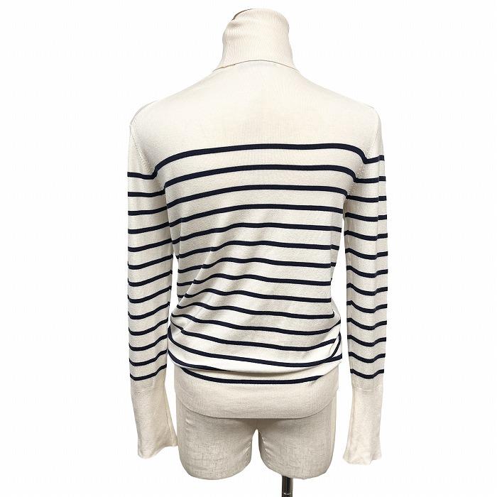 ZARA ザラ 薄手 ニット タートルネック セーター ボーダー 長袖 レーヨン×ナイロン×ポリウレタン L ライトベージュ ベージュ×紺 レディース : Undo Rowa ヤフー店 ...