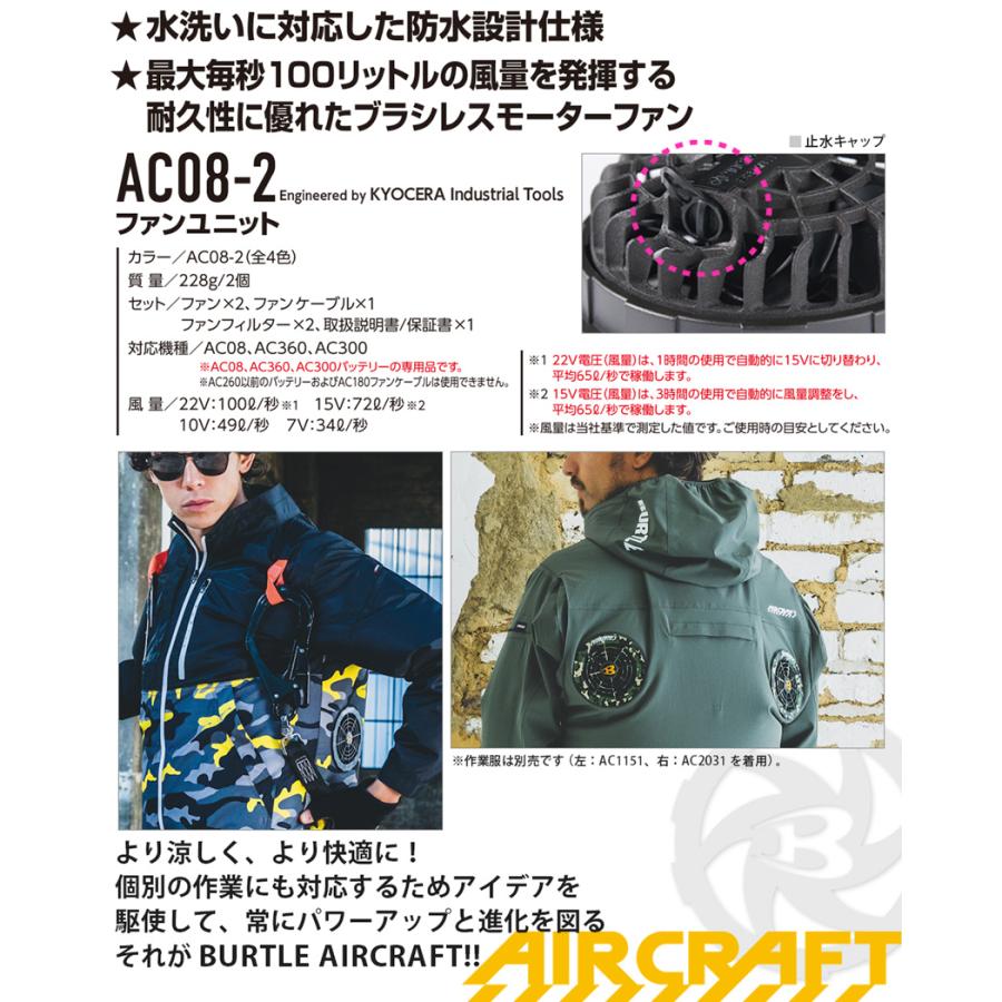 BURTLE（バートル） \P5倍／ バートル AC08-2 ファンユニット 2024年モデル カラー 最新型 【AIR CRAFT】 最大風量100リットル 水洗いOK エアークラフト 最短 ...