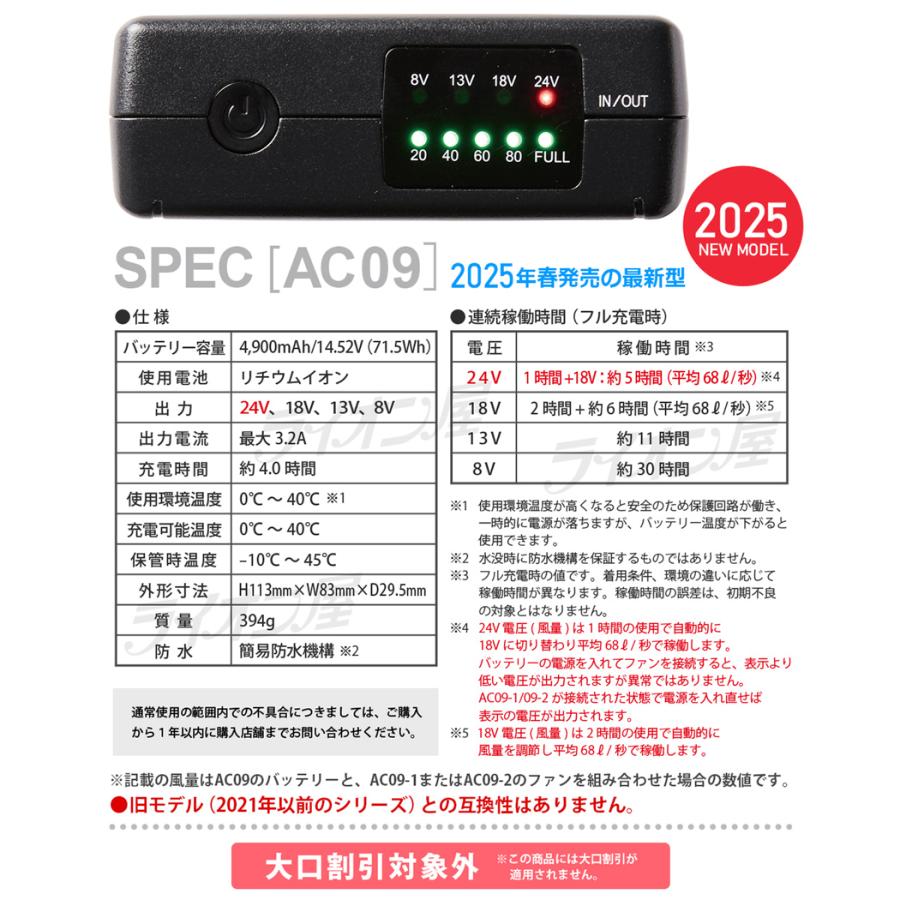 BURTLE \P10倍／ 最短即日出荷 バートル AC09 AC09-1 ファン＆バッテリーセット 2025年 【AIR CRAFT】 24V リチウムイオンバッテリー ブラックファン ...
