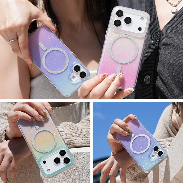 UNiCASE 【2025新型iPhone】【メール便送料無料】iPhoneケース iPhone17 iPhone17Pro スマホケース MagSafe対応 キラキラ グラデーション 人気 ...