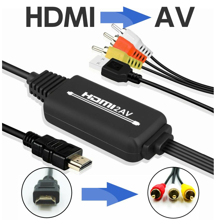 HDMI to AV ケーブル付き 変換 コンバーター アダプター 入力 アナログ 出力 1080p 対応 USB 電源 HDMI2AV ...