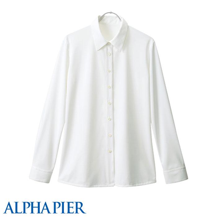 長袖シャツ 事務服 AR1402 ブラウス ホワイト ノーアイロン ニット 吸汗速乾 レディース 仕事服 オフィスウェア 5号〜17号 ...