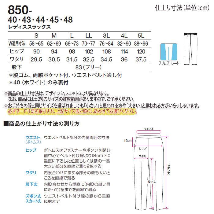 カゼン パンツ スラックス 医療 白衣 850-40〜48 レディース 女性 脇ゴム ストレッチ KAZEN (旧 AP-RON アプロン) :m-kazen-850-40:ビズタイム ...