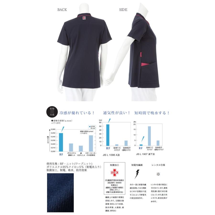 ナガイレーベン スクラブ 前開き 医療 白衣 RF5122 RF5142 レディース 接触冷感 ジップ 手術衣 ジャケット 女性 制菌 ...