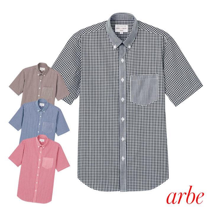 arbe ボタンダウンシャツ 半袖 ギンガムチェック 男女兼用 チトセ EP8534 : ビズタイム - 通販 - Yahoo!ショッピング