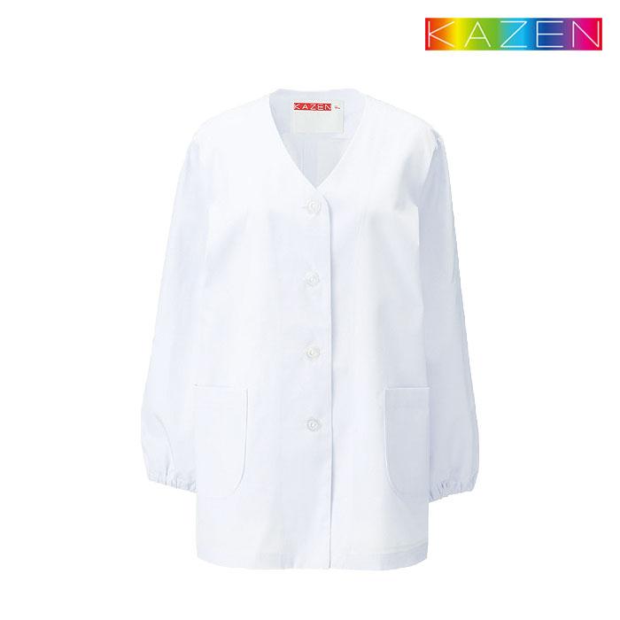 KAZEN 衿なし調理衣長袖 330-30 S〜6L ホワイト 白衣 飲食店 和食 調理 厨房 制服 ユニフォーム Vネック カゼン アプロン : ビズタイム - 通販 - Yahoo!ショッピング