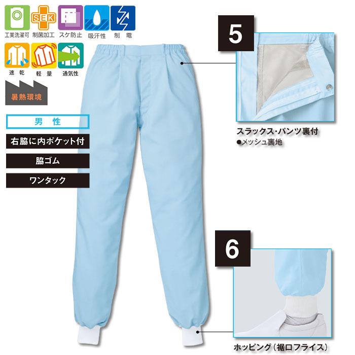KAZEN 437-20 スラックス ホッピングパンツ メンズ 食品工場 暑さ対策 交差汚染防止 ハサップ HACCP フードファクトリー カゼン アプロン : ビズタイム - 通販 ...