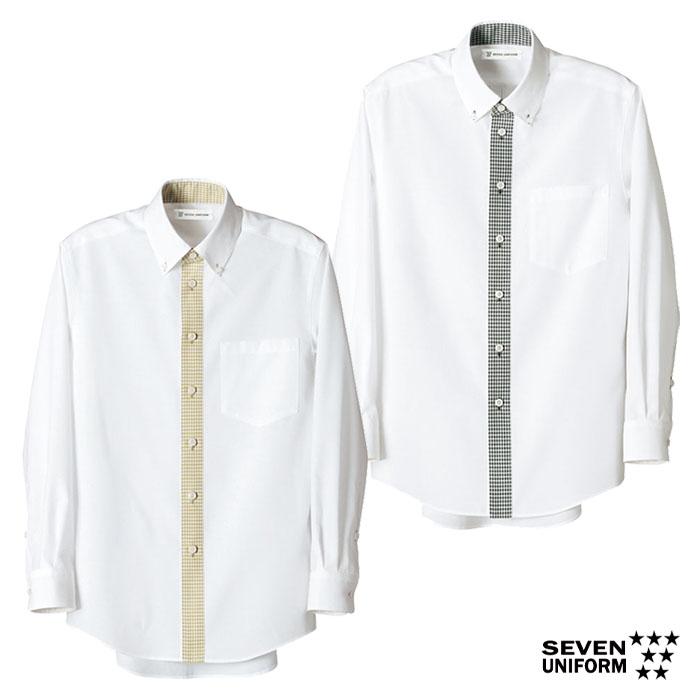ボタンダウンシャツ 長袖 男女兼用 CH1583 セブンユニフォーム : ビズタイム - 通販 - Yahoo!ショッピング