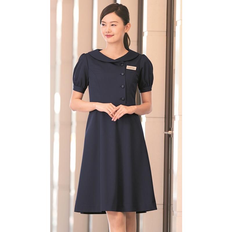 HANECTONE Counter Biz ワンピース 7728 5号〜15号 レディース 半袖 制服 ユニフォーム エステ クリニック ネイルサロン 化粧品販売 スパ ハネクトーン早川 ...