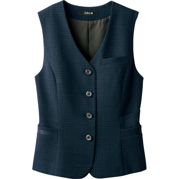 事務服 制服 セロリー selery ベスト S-04461  エアフォートチェック セロリー（SELERY） 事務服【抗菌防臭】ベスト S-04461 エアフォート