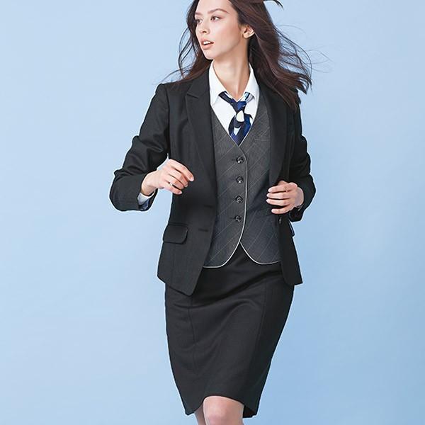 カーシーカシマ 事務服セミタイトスカート EAS528 エア千鳥ウインド