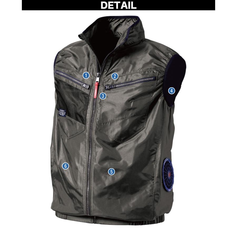 HOOH 快適ウェア サイドファンベスト V7719 6L 8L大きいサイズ 単品 ※服のみ 撥水加工 UVカット 消臭テープ 迷彩 カモフラ おしゃれ メンズ 作業着 作業服 村上被服 ...