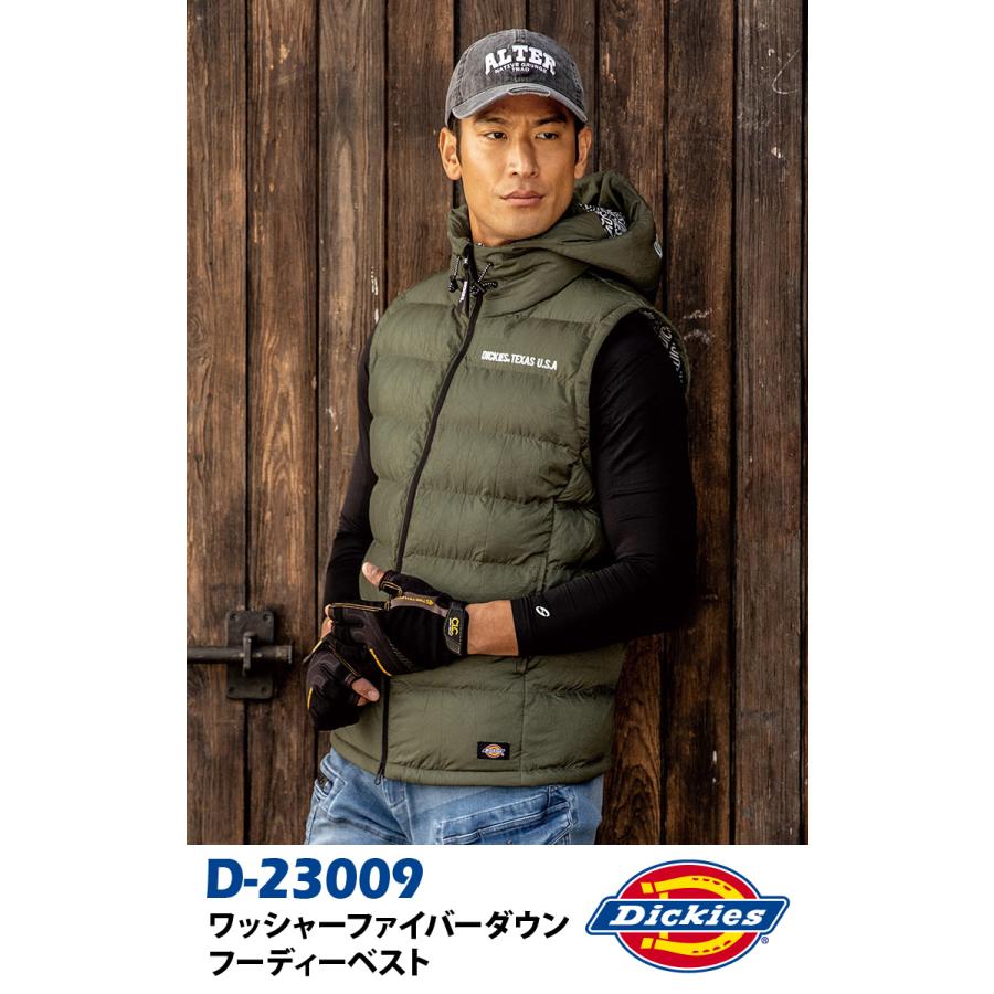ディッキーズ ワッシャーファイバーダウンフーディーベスト D-23009 M〜4L Dickies 防寒 保温 反射 カジュアル 作業服 作業 ...