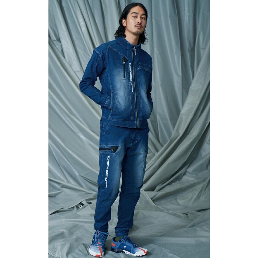 寅壱 2023年寅壱新作 接触冷感 上下セット デニムジャケット デニムカーゴジョガーパンツ 8880-124 8880-235 大きいサイズ 4L 5L 軽量 ストレッチ 作業服 春夏 ...