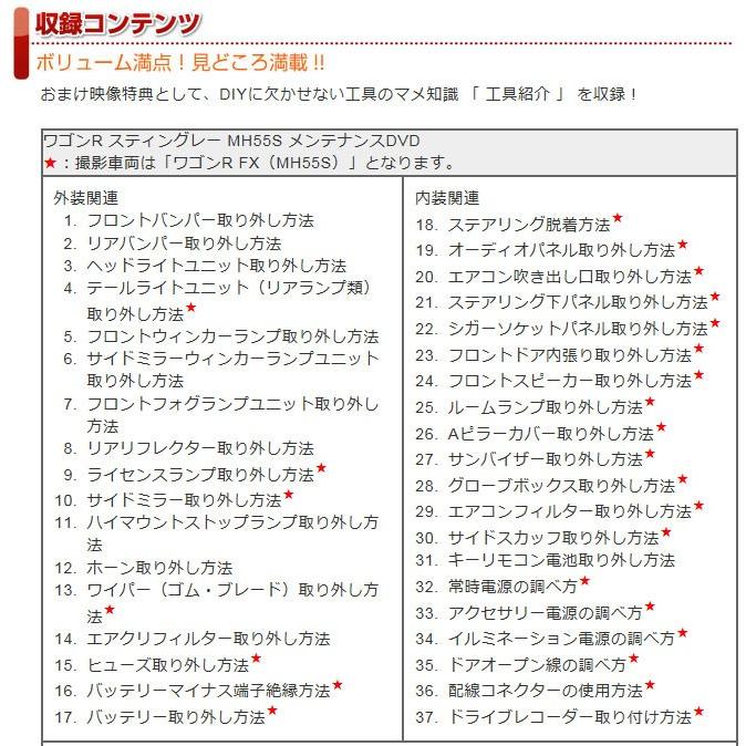 [MKJP]MH55S ワゴンRスティングレー編 整備マニュアル DIY メンテナンスDVD : ユニオンプロデュース - 通販 - Yahoo!ショッピング