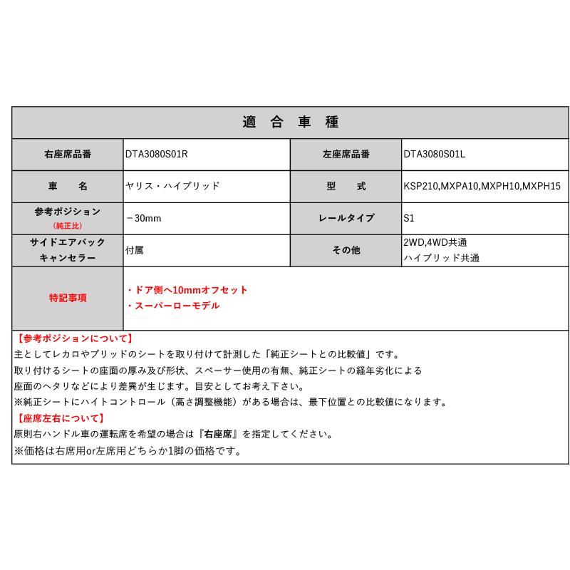 [レカロ RS-G/TS-G/SP-G]KSP210,MXPA10,MXPH10,15 ヤリス・ハイブリッド用シートレール(スーパーローモデル)[N SPORT製][保安基準適合 ...