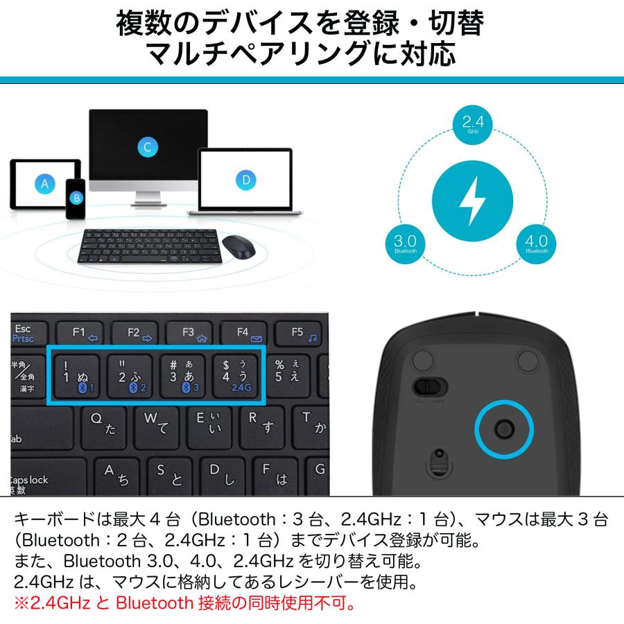 Rapoo ラプー 9000M Bluetooth 2.4GHz マルチデバイス 対応 ウルトラスリム・ワイヤレスキーボード &静音マウスコンボセット :4580207547684:ユニーク ...