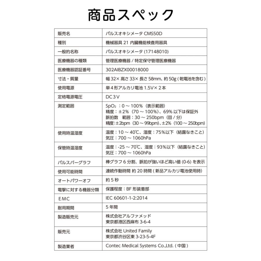 パルスオキシメーター CMS50D 医療機器認証 家庭用 医療用 血中酸素濃度計 SpO2 酸素飽和度 脈拍 パルス 1年保証付き 大人用 ...