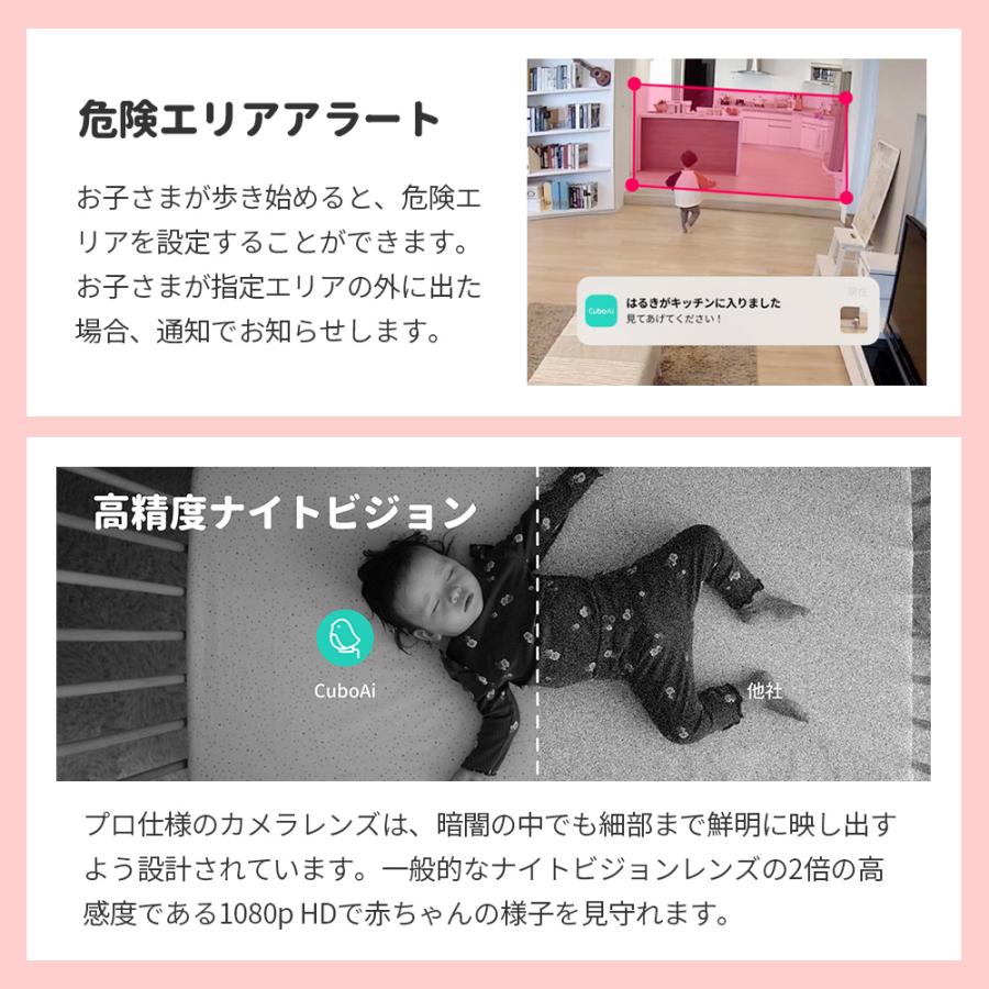 Cubo Ai Plus スマートベビーモニター 赤ちゃん 見守りカメラ 睡眠 安全 顔認識 カバー防止 寝返り キューボai アラート 睡眠分析 危険エリア 泣き声 感知 : cuboai ...