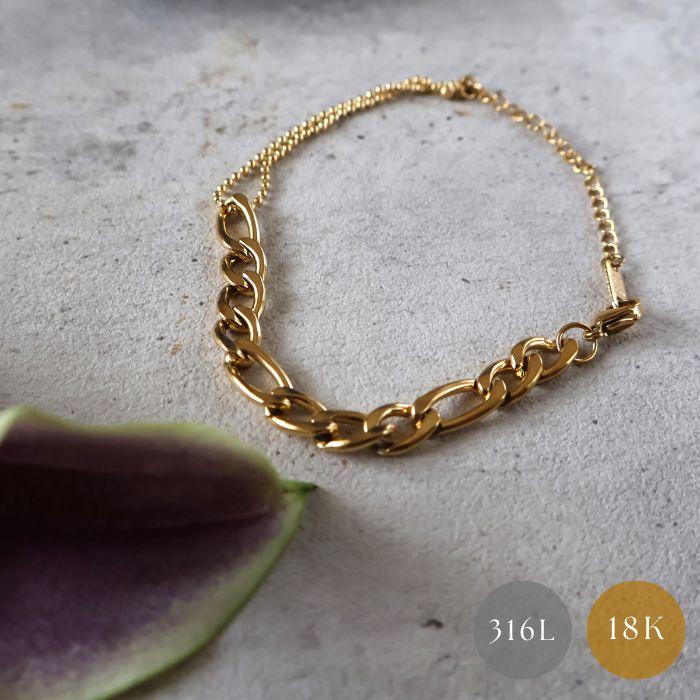 ブレスレット サージカルステンレス 18金 18K 316L チェーン つけっぱなし シンプル おしゃれ 大人 トレンド 金属アレルギー対応 uniuni BRL-19 : uniuni ...