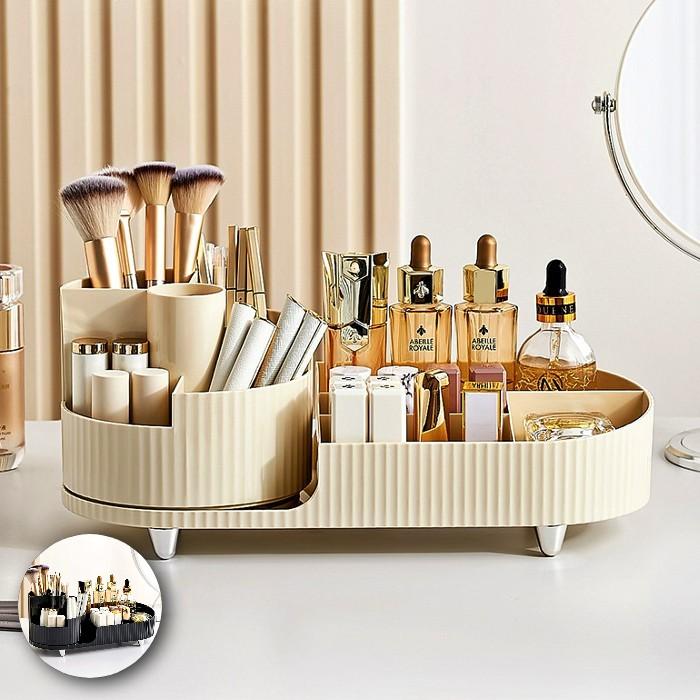 コスメ収納 ボックス メイク収納ケース 大容量 回転 ブラシスタンド付き 収納ラック オーガナイザー おしゃれ コスメボックス シンプル ブラック ホワイト : UNIVERSAL SHOP ...