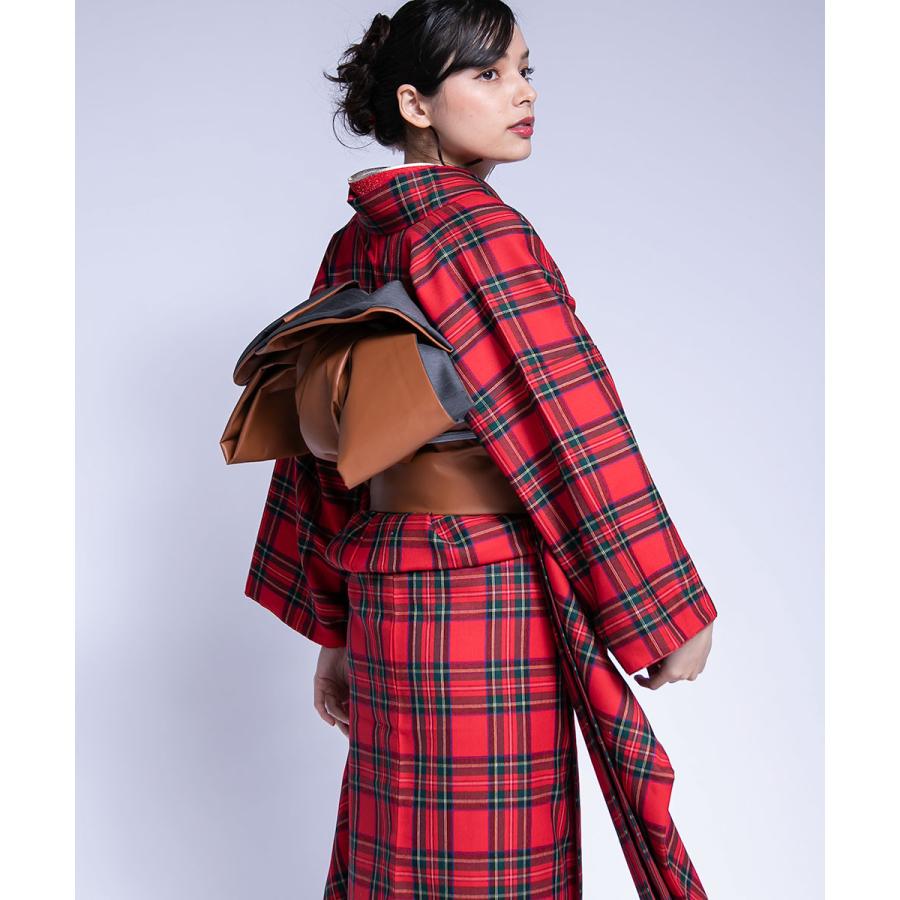 【レンタル】【成人式】【対応身長160cm〜175cm】【ウール】レンタル振袖フルセット-1019 夢助 チェック柄 赤 黒 夢助フェイクレザー帯 茶 グレー : きもの市場あんのんYahoo ...