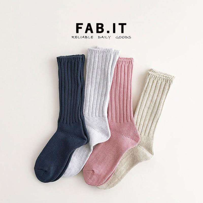 FAB.IT ファブイット クルーソックス Willam ウィリアム 綿 レディース ピンク オートミール ライトグレー スモークブルー 靴下 ...
