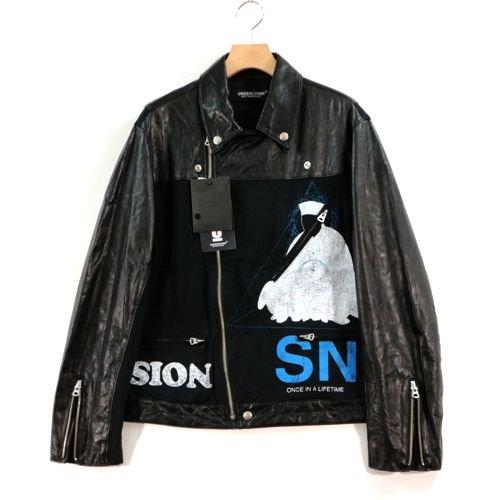 UNDERCOVER アンダーカバー 22SS プリントCS切替 ライトレザーライダース RKSN ジャケット 2 ブラック ...